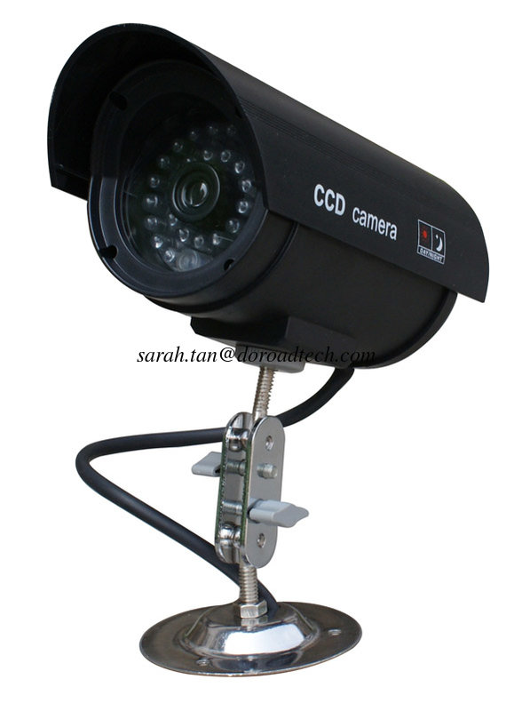 Indoor/Outdoor Mock Security Plastic Bullet Cameras with LED light
